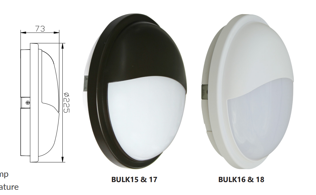 LED Bulkhead Circular HALF WHITE Lights 20W - W8 Label